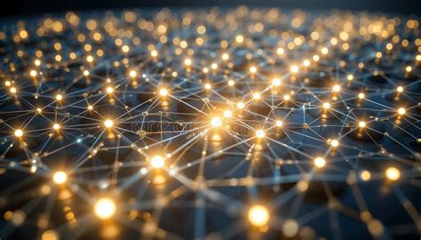 Illuminated Network Of Connected Nodes And Lines Creating A Complex And Glowing Web Structure