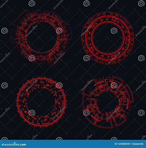 red hud interface elements stock vector illustration of smart