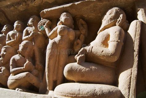 Erotic Sculptures At Vishvanatha Temple At The Western Temples Of Khajuraho In Madhya Pradesh