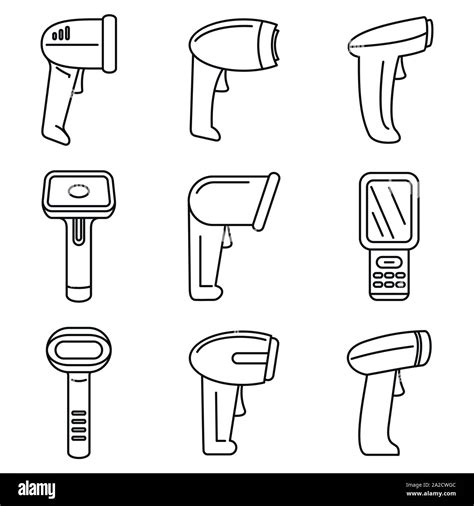 Operator Barcode Scanner Icons Set Outline Set Of Operator Barcode Scanner Vector Icons For Web