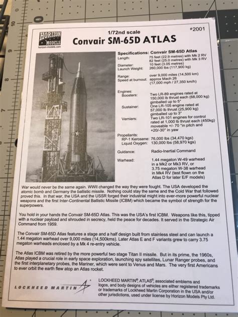 Horizon Models 1 72 Spacecraft Series Part 1 Sm 65d Atlas Scale Model Podcast