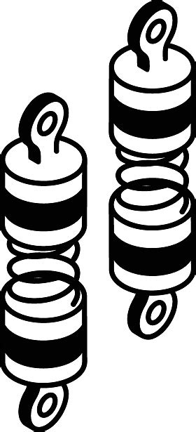 무거운 충격 흡수 개념 서스펜션 스프링 벡터 아이콘 아이소 메트릭 디자인 자동차 서비스 및 자동차 수리점 기호 트럭 예비 부품 기호 자동차 기술자 장비 강철에 대한 스톡