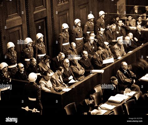 Nuremberg Trials Looking Down On Defendants Dock Ca 1945 46 Stock