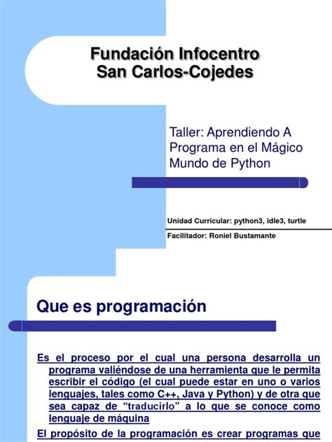 Diapositivas Taller Python Descargar Gratis Pdf Programación De Computadoras Lenguaje De