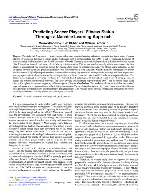 Predicting Soccer Players Fitness Status Through A Machine Learning