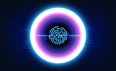 Digital Technology Fingerprint Scanner Blue Background Cyber Security Access Privacy Abstract