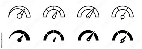 Speedometer Icon Set Speed Indicator Gauge Dashboard Tachometer Scale Speedometer Icon