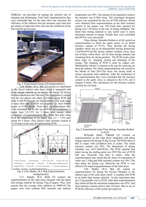 A Review Investigation On The Thermal Performance Of The Solar Dryer System Integrated With