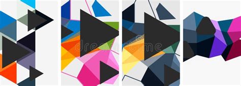 Set Of Triangle Poster Backgrounds Vector Illustration For Wallpaper