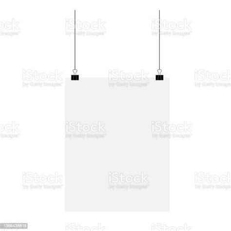 포스터 모형 매달려 종이 빈 클립 페이지 배경 템플릿 시트 벡터 일러스트 프레임 0명에 대한 스톡 벡터 아트 및 기타 이미지