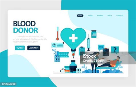 혈액 기증 과 자선의 벡터 평면 그림 템플릿입니다 6월 14일 헌혈의 날 건강검진 의식 병원에서의 수혈 배너 방문 페이지 웹 웹 사이트 모바일 앱용 만화에 대한 스톡 벡터