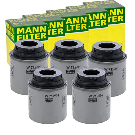 5x MANN-FILTER W 712/94 ÖLFILTER MIT ZWEI RÜCKLAUFSPERRVENTILEN ...