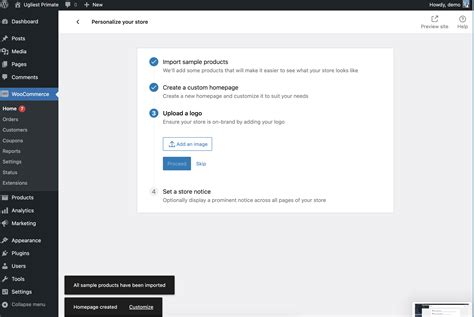 Enhancement Personalize Your Store Newly Created Homepage Notification Disappears · Issue