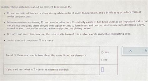 Solved Consider These Statements About An Element B In Group Chegg Com