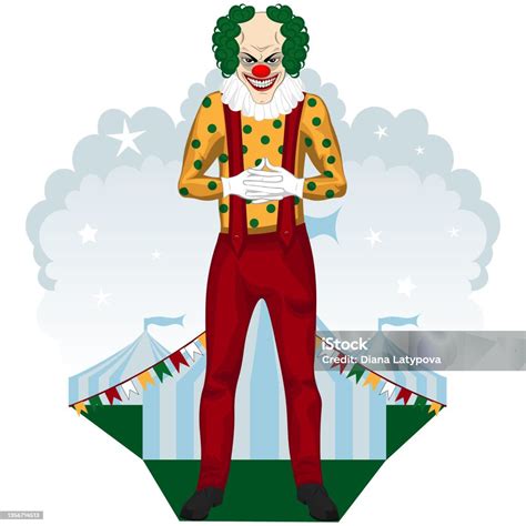 서커스의 배경에 대한 전체 길이 광대를 미소 화가 벡터 일러스트레이션 가득 찬에 대한 스톡 벡터 아트 및 기타 이미지 가득 찬 가발 공휴일 Istock