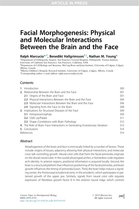 Pdf Facial Morphogenesis Physical And Molecular Interactions Between