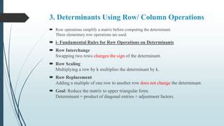 Comprehensive Guide To Determinants Using Row And Column Operations In