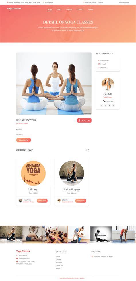 Yoga Classes Registration System Using Php And Mysql Phpgurukul Projects