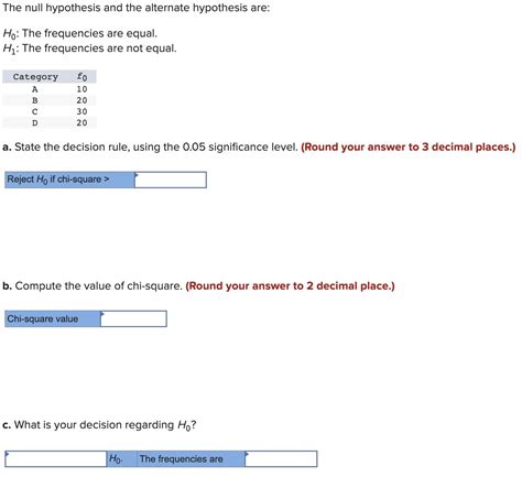 Solved The Null Hypothesis And The Alternate Hypothesis Are Chegg Com