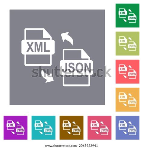 Xml Json File Conversion Flat Icons Stock Vector Royalty Free 2063922941