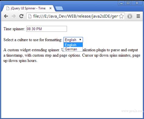 Build JQuery UI Spinner Time In JavaScript