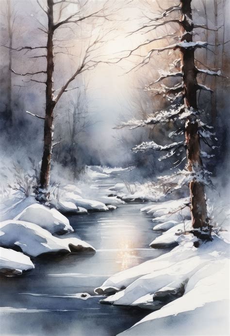 A Watercolor Winter Snow Landscape Artofit
