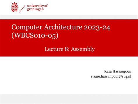Computer Architecture Lecture 8 For Computer Science Ppt
