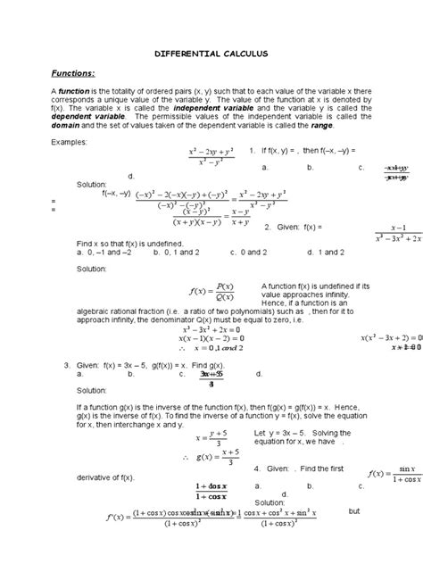 Differential Calculus Handouts Download Free Pdf Variable Mathematics Tangent
