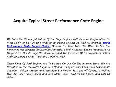 Ppt Get Remarkable Offers On Street Performance Crate Engine Choices