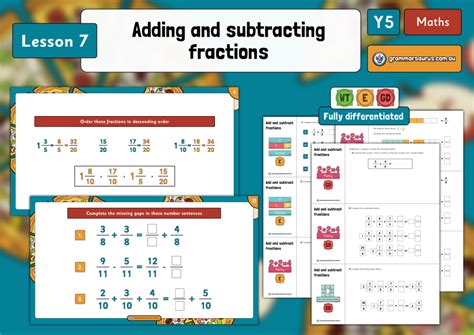 Year 5 Fractions Add And Subtracting Fractions Lesson 7 Grammarsaurus Australia