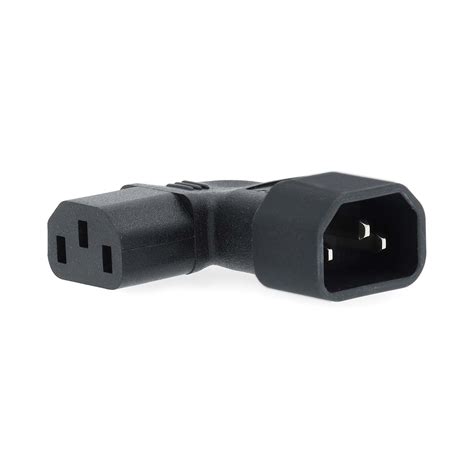 Extension Plug Iec 320 C13 Iec 320 C14 Angled Left Nickel Plated Pvc Black Box 1 Pcs