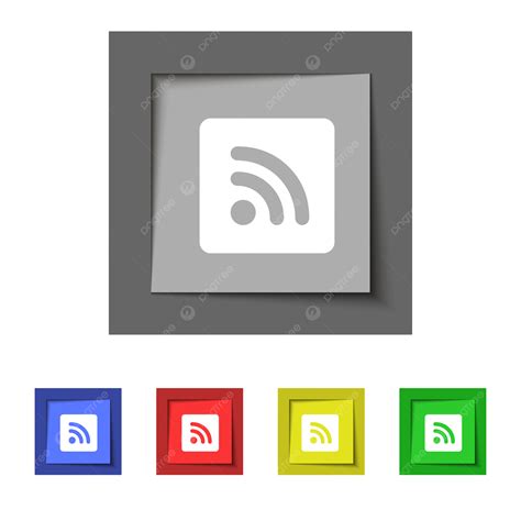 Original Five Colored Buttons Featuring A Sign Of Rss Feed Icon News Technology
