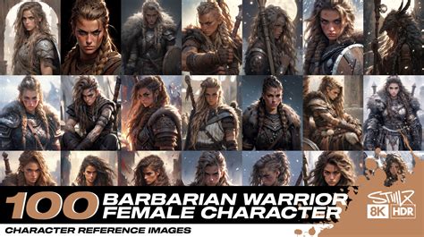 Still Xvii 100 Barbarian Warrior Female Characters Illustrations 8k Reference Images