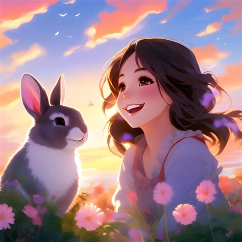 Premium Photo Cute Girl And A Rabbit