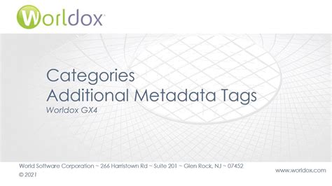 Categories Additional Metadata Tags Worldox