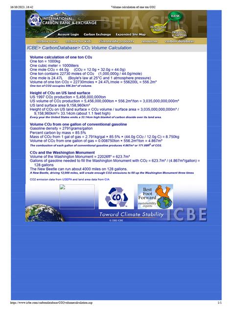 Volume Calculation Of One Ton Co2 Pdf