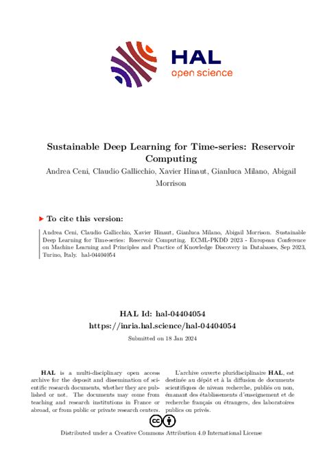 Pdf Sustainable Deep Learning For Time Series Reservoir Computing