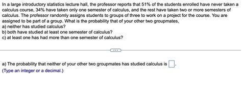 solved in a large introductory statistics lecture hall the