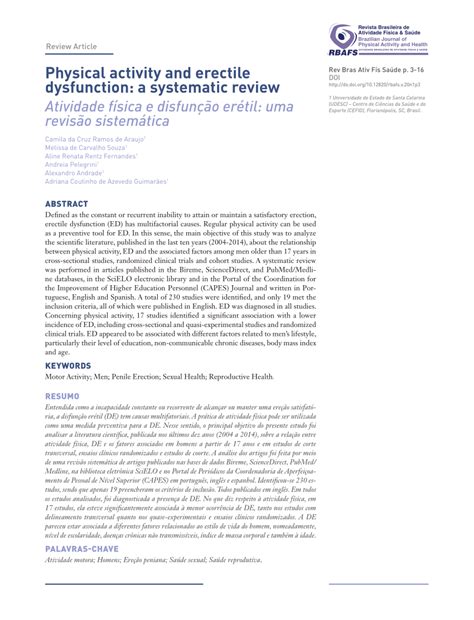 Pdf Physical Activity And Erectile Dysfunction A Systematic Review