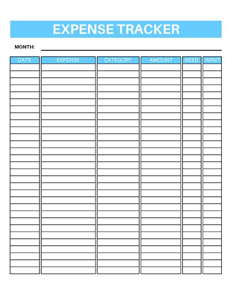 Printable Expense Tracker Template