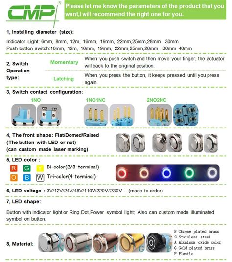 CMP 32mm Button Metal Mushroom Push Button Switch Big Button Switch China Mushroom Push Button