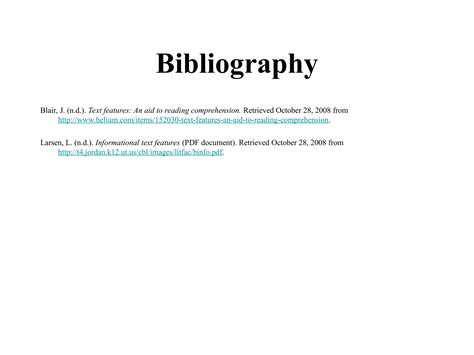 Power Point Presentation About Text Features Ppt