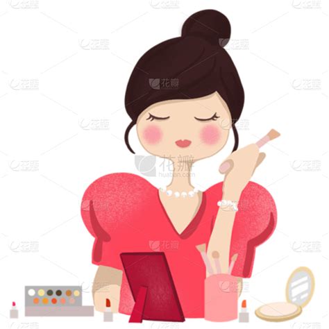 手绘化妆主题人物插画 化妆