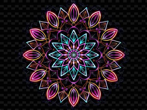 Premium Psd Png Neon Kaleidoscope Tape Decal With Kaleidoscopic Patterns An Creative Neon Y2k