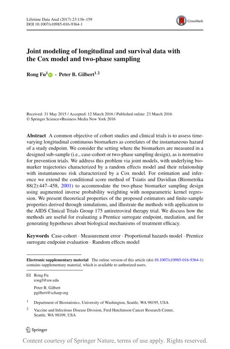 Joint Modeling Of Longitudinal And Survival Data With The Cox Model And Two Phase Sampling