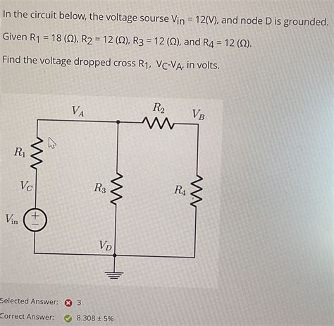 Solved In The Circuit Below The Voltage Sourse Vin 12 V