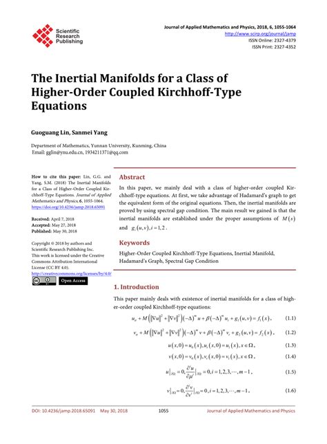 Pdf The Inertial Manifolds For A Class Of Higher Order Coupled Kirchhoff Type Equations