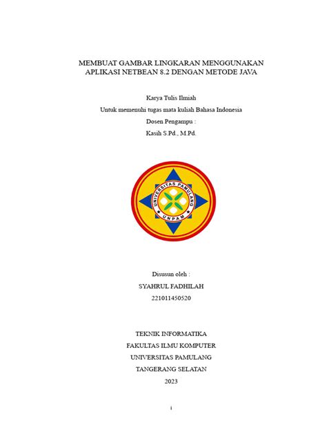 Karya Ilmiah Membuat Gambar Lingkaran Menggunakan Aplikasi Netbean 8