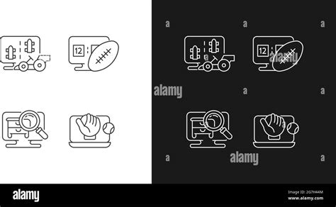 Sport Simulators Types Linear Icons Set For Dark And Light Mode Stock