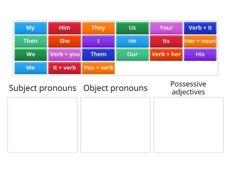 Classify The Pronouns Group Sort